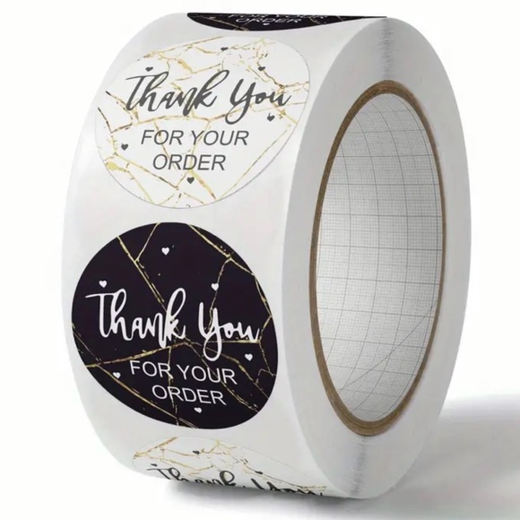 Office | Thank Your Round Marble Stickers Roll Of 50 | Poshmark